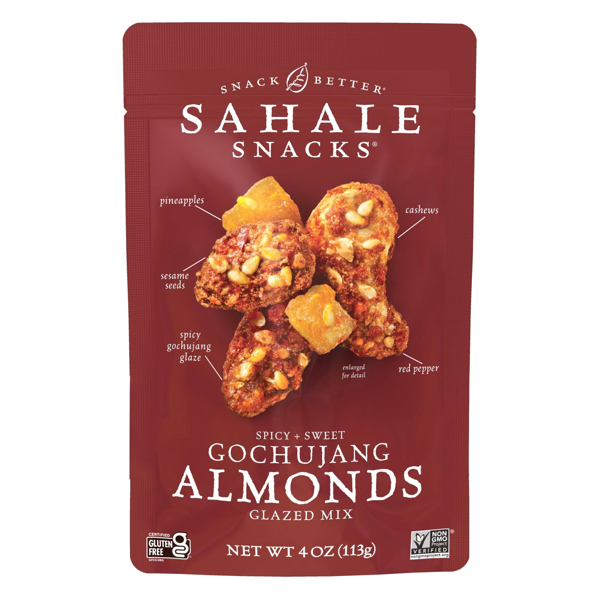 Spicy + Sweet Gochujang Almonds Glazed Mix 4oz| Official Sahale Snacks ...